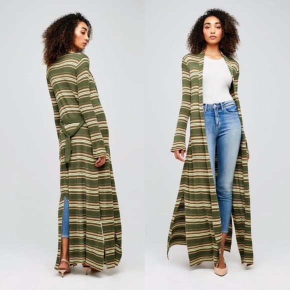 L'AGENCE | Sweaters | Lagence Marija Stripe Side Slit Long Duster ...